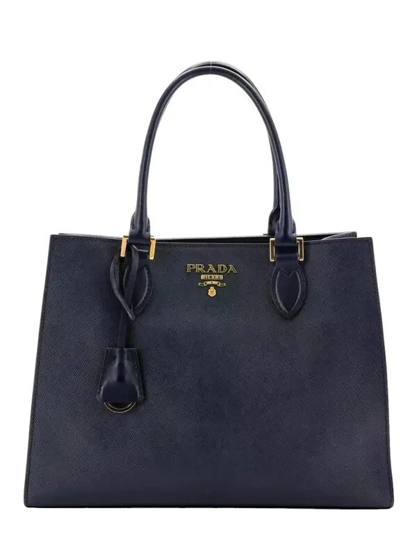 Prada Convertible Open Saffiano Leather Medium Tote - Blue