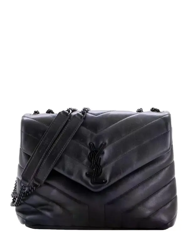 Saint Laurent Loulou Matelasse Chevron Leather Small Shoulder Bag - Black
