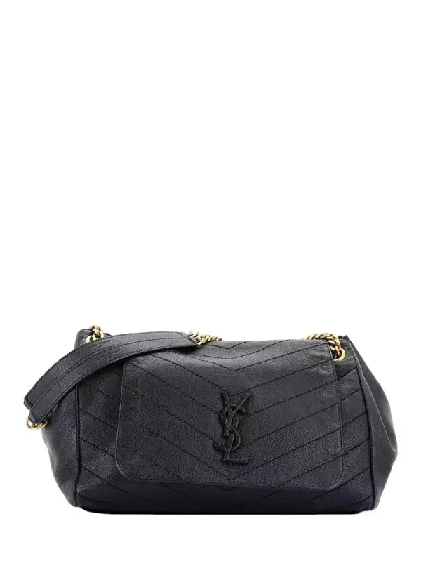 Saint Laurent Nolita Satchel Matelasse Chevron Leather Medium - Black