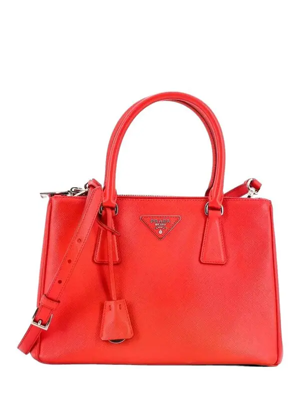 Prada Galleria Double Zip Saffiano Leather Small Tote Bag - Red