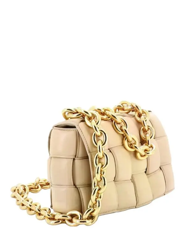 Bottega Veneta Cassette Chain Padded Maxi Intrecciato Leather Crossbody Bag - Neutrals