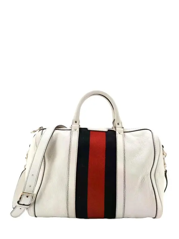 Gucci Vintage Web Boston Satchel - White