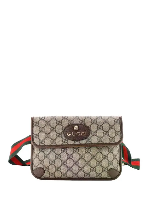Gucci Neo Vintage Flap Gg Coated Canvas Belt Bag - Brown
