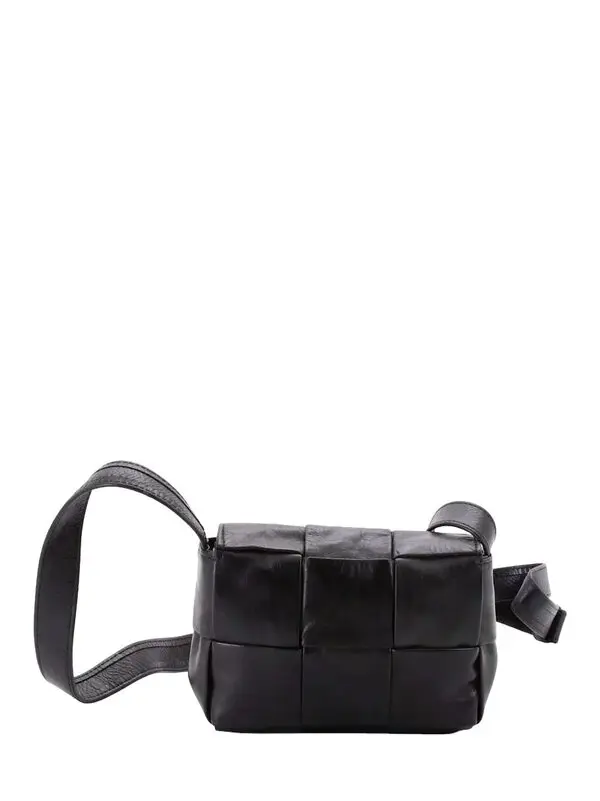 Bottega Veneta Cassette Maxi Intrecciato Leather Crossbody Bag - Black