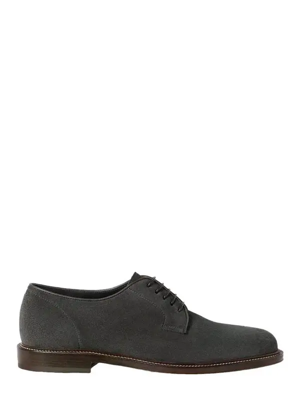 Brunello Cucinelli Reversed Calfskin Derby Shoes - Grey