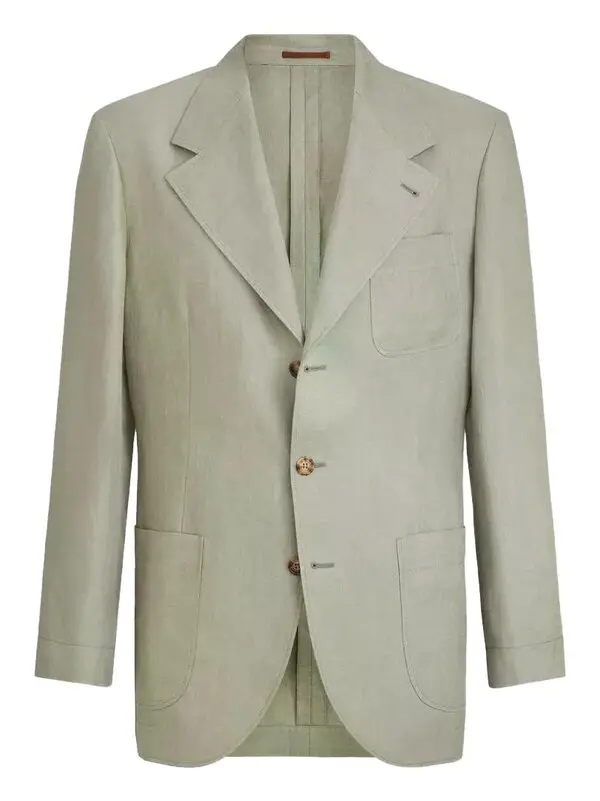Brunello Cucinelli Linen Micro Chevron Unlined Blazer - Neutrals