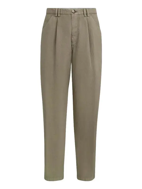 Brunello Cucinelli Garment-dyed Pleated Trousers - Green