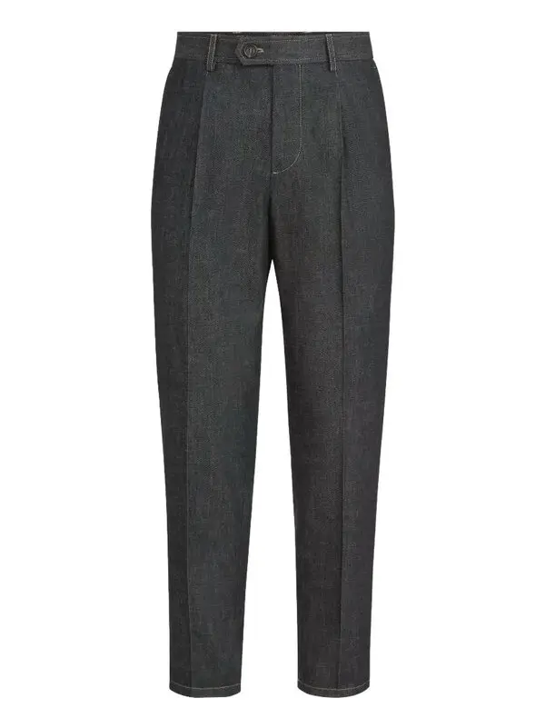 Brunello Cucinelli Lightweight Denim Trousers With Pleat - Blue
