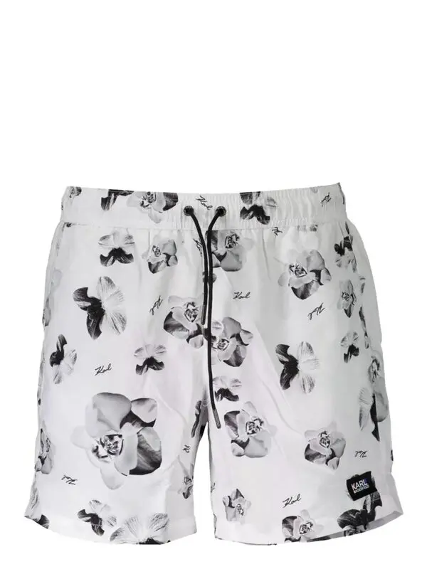 Karl Lagerfeld Floral-print Swim Trunks - White