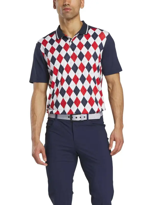REEBOK Vector Argyle Print Polo - Vector Navy/vector Red/white