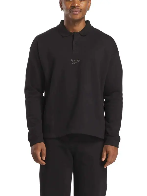 REEBOK Wardrobe Essentials Long Sleeve Polo Shirt - Black
