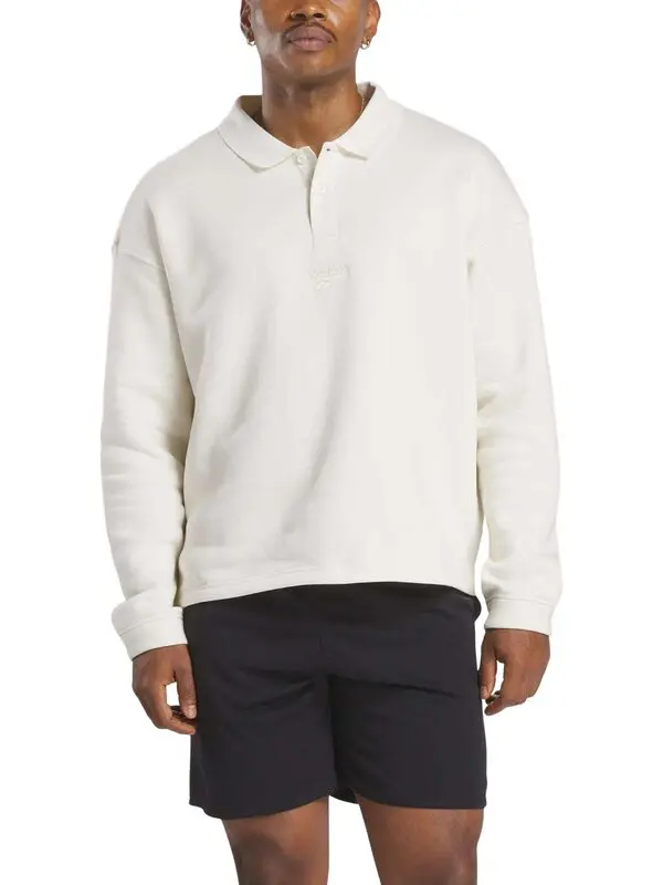 REEBOK Wardrobe Essentials Long Sleeve Polo Shirt - Vintage Chalk
