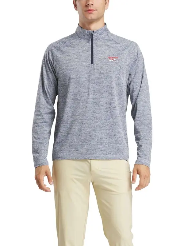 REEBOK Cationic Wicking Quarter-zip Sweatshirt - Vector Navy