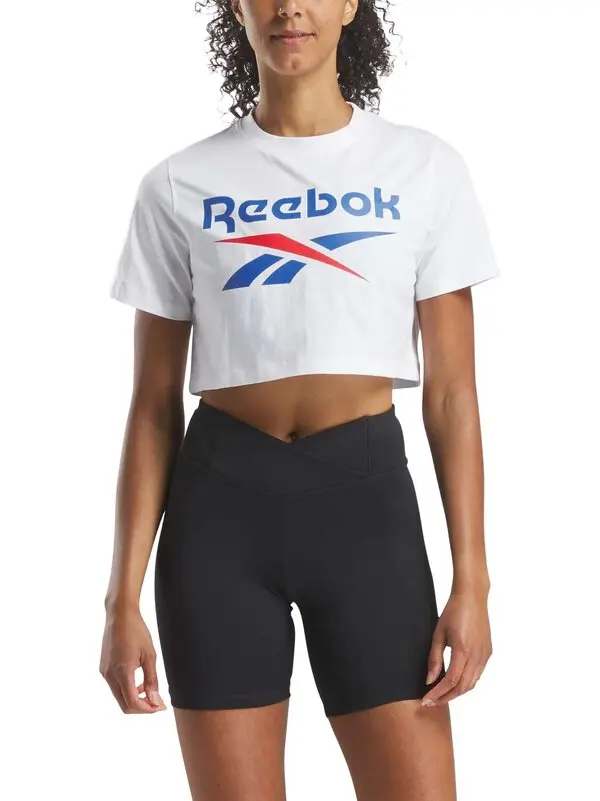 REEBOK Logo Crew Cropped Short Sleeve Tee - White