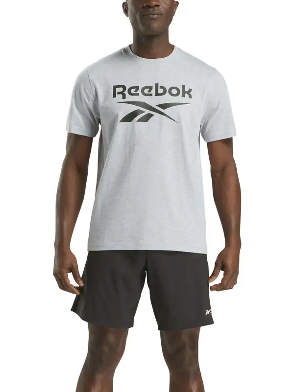 REEBOK Big Logo Crewneck Short Sleeve Tee - Light Grey Marl