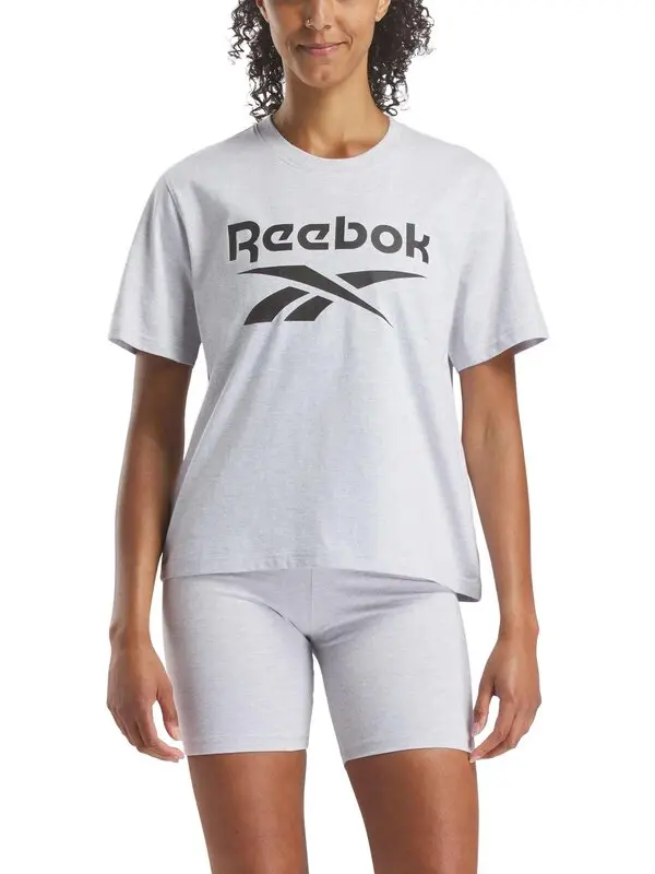 REEBOK Big Logo Oversized Crew Short Sleeve Tee - Silver Grey Marl