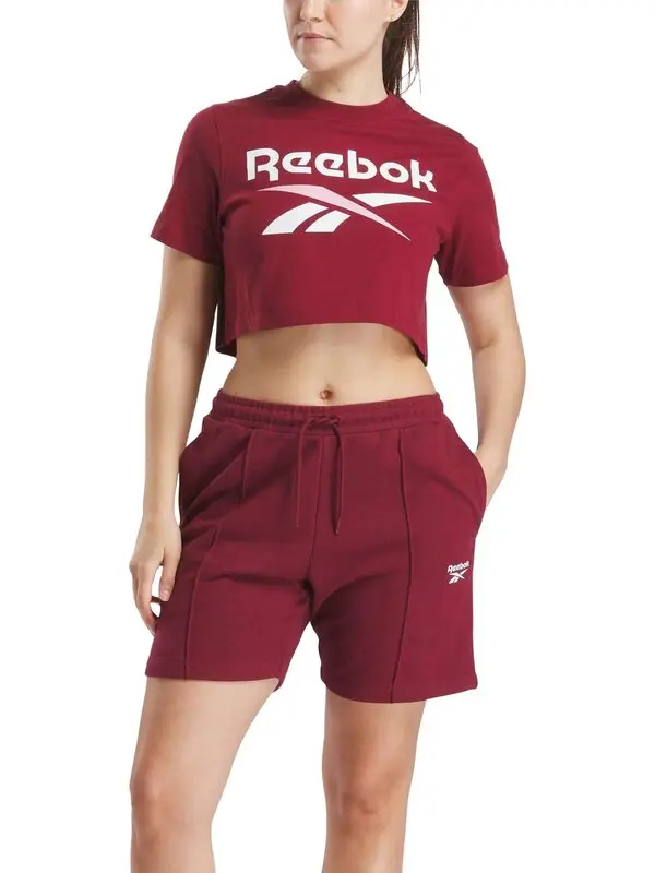 REEBOK Logo Cropped Short Sleeve Tee - Classic Burgundy