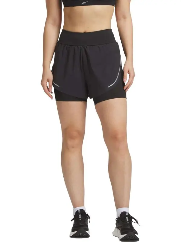 REEBOK Lux Metallic 2-in-1 Running Shorts - Black/metallic