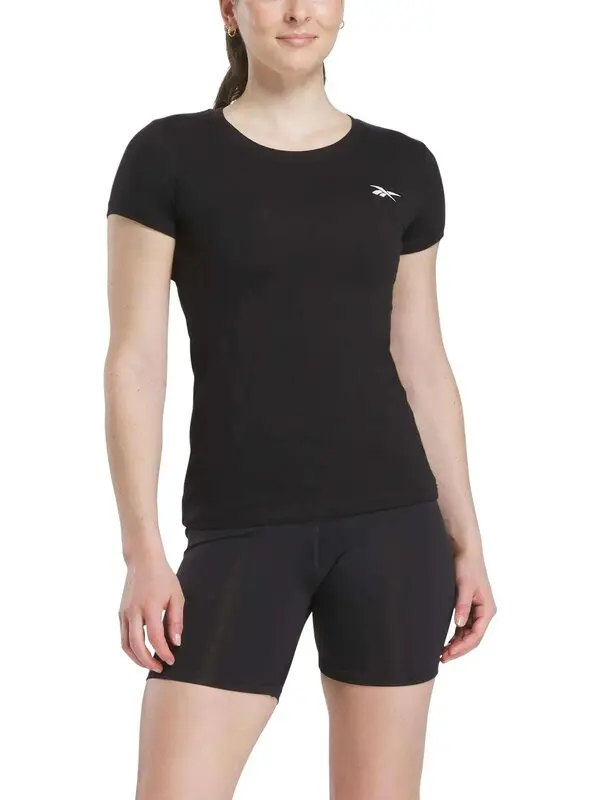 REEBOK Classic Cotton Crewneck T-shirt With Logo Detail - Black
