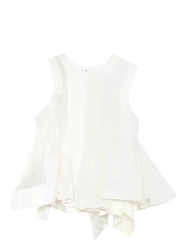 Sacai Ruffled Sleeveless Top - White