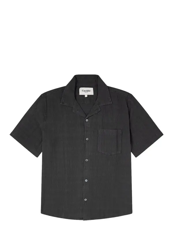CORRIDOR Convertible-collar Checked Cotton Shirt - Black