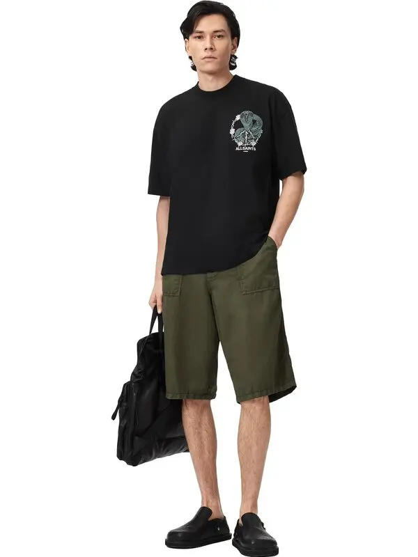 ALLSAINTS Relaxed Fit Linen Blend Shorts - Green