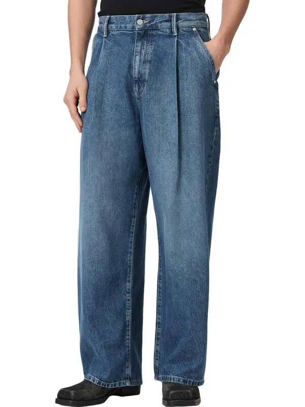 ALLSAINTS Daze Pleated Wide Leg Jeans - Blue