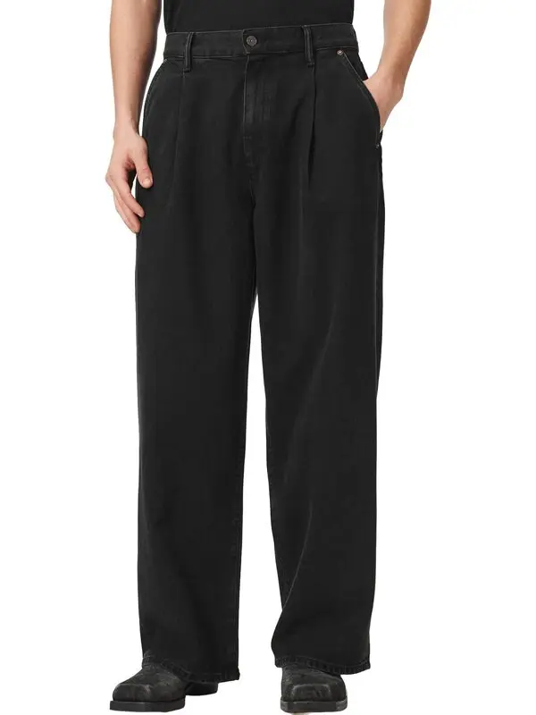 ALLSAINTS Daze Pleated Wide Leg Jeans - Black
