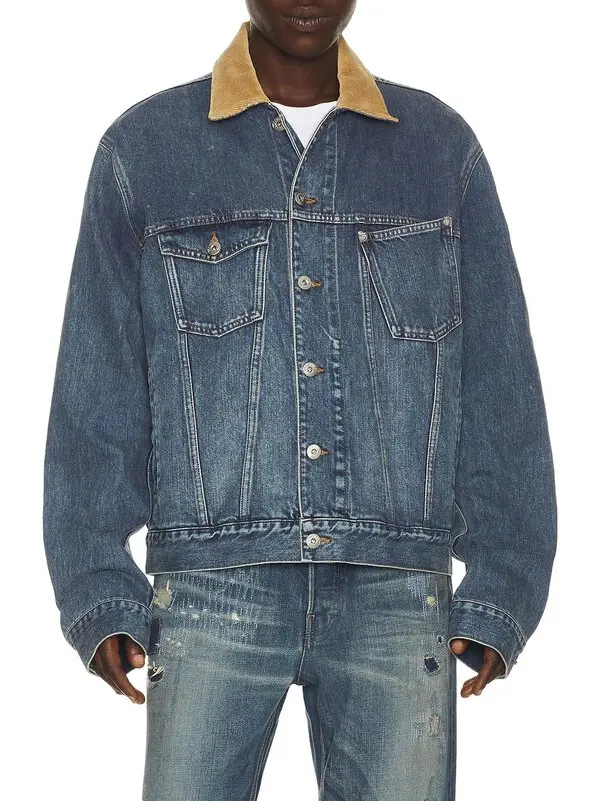 JW Anderson Corduroy Collar Denim Jacket - Mid Blue
