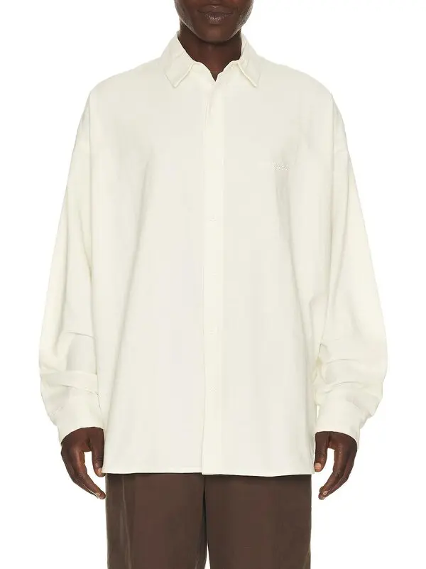 Fear Of God Signature Button Up Shirt In White - Ivory
