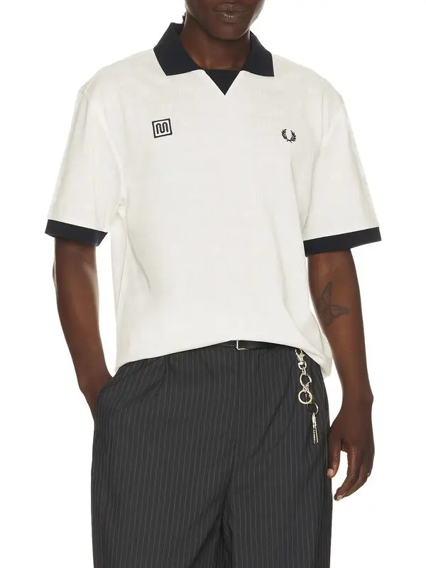 Fred Perry X Meyba Printed Polo In White - Ecru