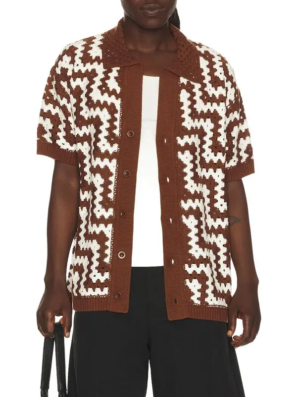 Frescobol Carioca Pinto Crochet Cardigan - Brown
