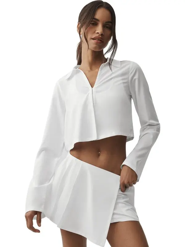 Alo Yoga Cropped Long Sleeve Top - White