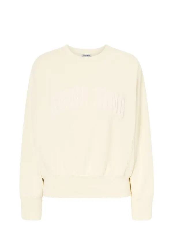 ANINE BING Appliquéd Cotton-fleece Sweatshirt - Cream