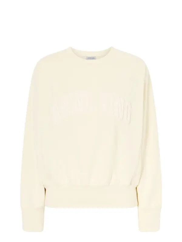 ANINE BING Appliquéd Cotton-fleece Sweatshirt - Neutrals