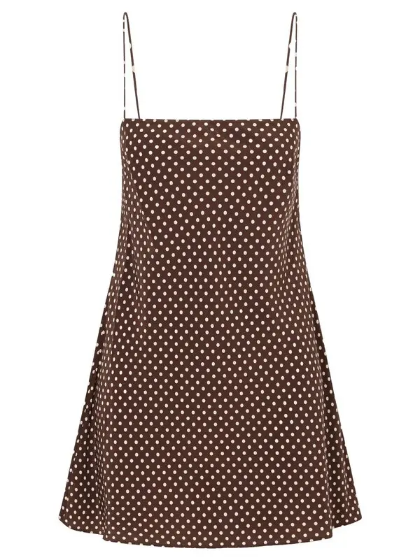 Matteau Polka-dot Silk Crepe De Chine Mini Dress - Brown