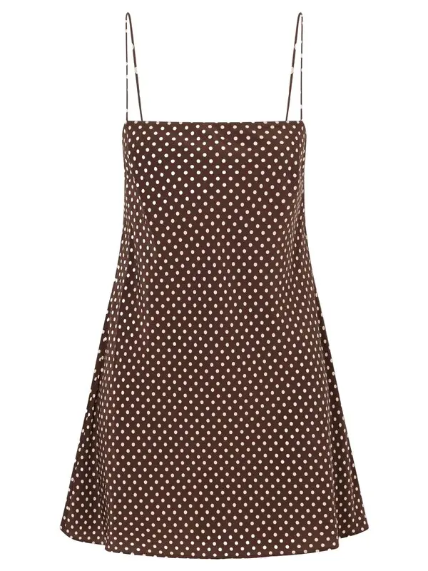 Matteau Polka-dot Silk Crepe De Chine Mini Dress - Chocolate