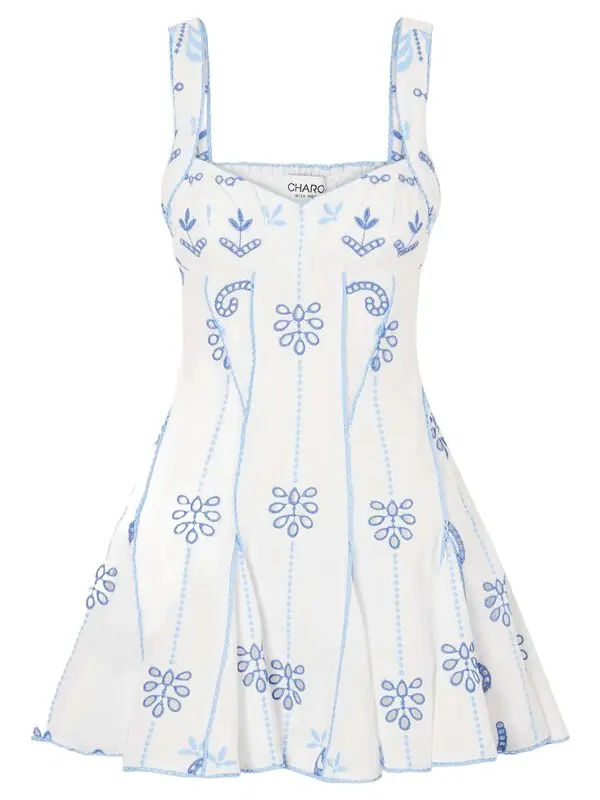 Charo Ruiz Ibiza Arissa Broderie Anglaise Mini Dress - Blue