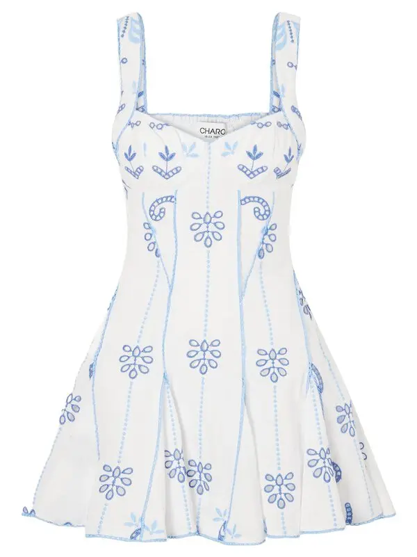 Charo Ruiz Ibiza Arissa Broderie Anglaise Mini Dress - Blue