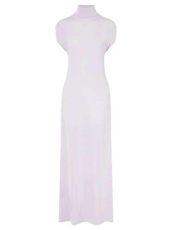 COLLEEN ALLEN Open-back Jersey Turtleneck Gown - Lilac