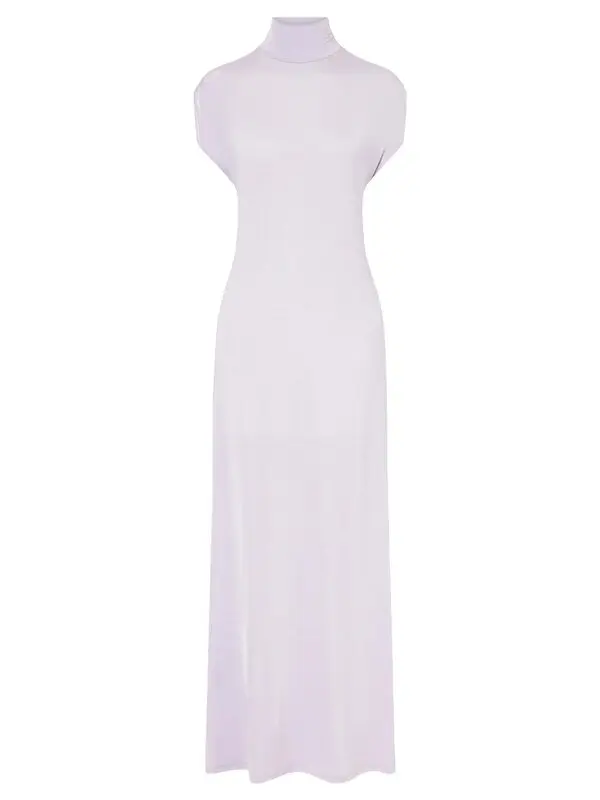 COLLEEN ALLEN Open-back Jersey Turtleneck Gown - Purple