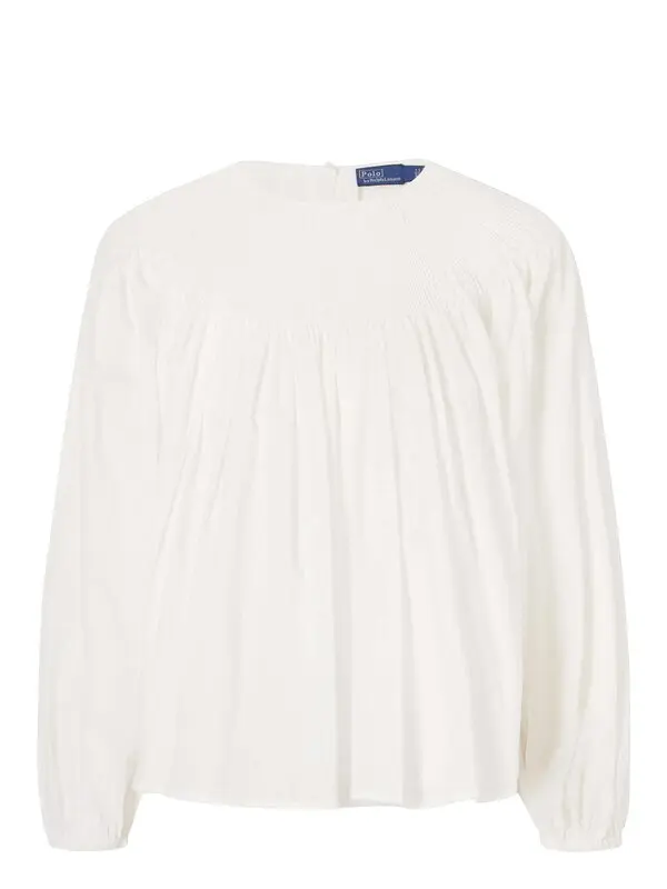 Polo Ralph Lauren Ruched Cotton-poplin Blouse - White