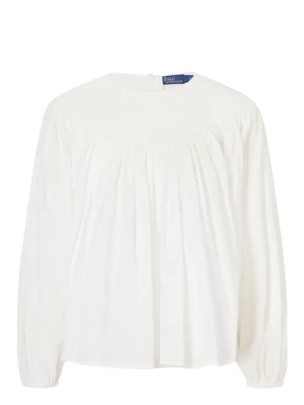 Polo Ralph Lauren Cotton-poplin Ruched Blouse - White