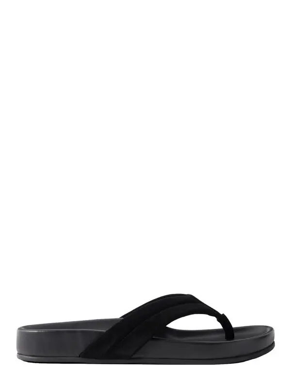 ST. AGNI Suede Platform Thong Sandals - Black