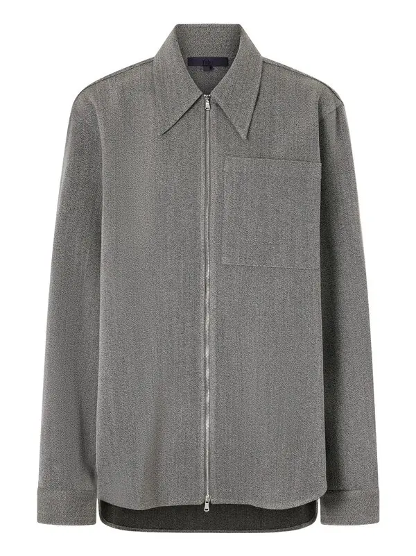 Tibi Mélange Virgin Wool Zip-up Jacket - Gray