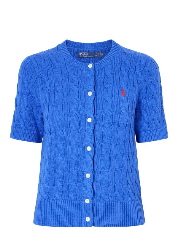 Polo Ralph Lauren Logo-embroidered Cable-knit Cotton Cardigan - Blue