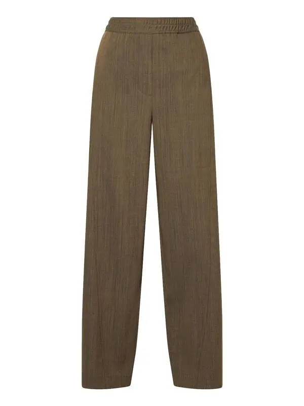 GANNI Mélange Wool Tapered Pants - Brown
