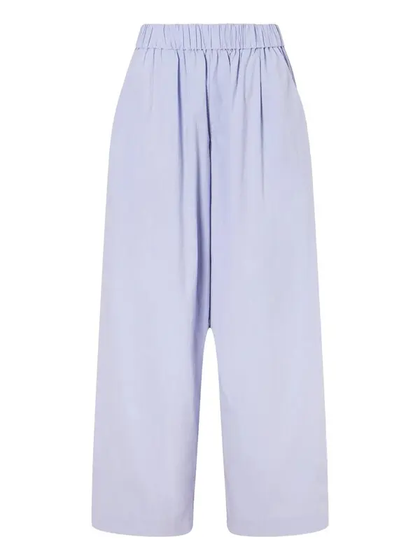 ST. AGNI Everyday Cotton-blend Poplin Wide-leg Pants - Blue