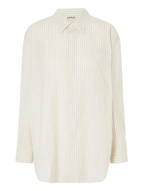 Auralee Striped Wool Shirt - Yellow