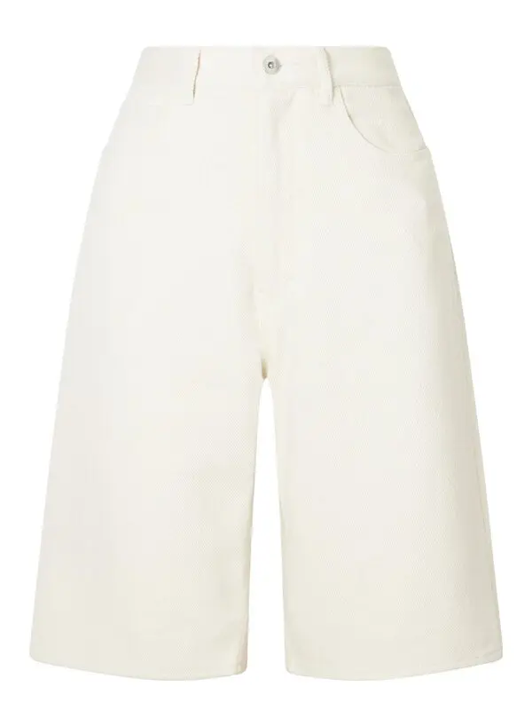Auralee Silk-denim Knee Length Shorts - Neutrals
